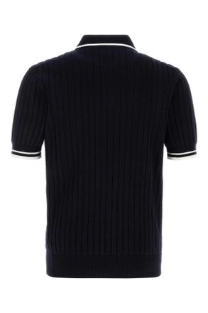 Dolce & Gabbana Mens Costa Polo Shirt Navy Cotton Nylon Sweater