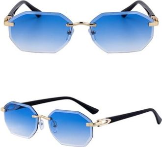 Generic Lunettes de soleil sans monture pour homme et femme, avec branches en métal, bords de coupe simples et protection UV400 pour une utilisation en extéri