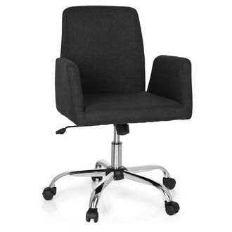 hjh OFFICE 723032 Chaise de Bureau, si&egrave;ge pivotant Flow Noir avec accoudoirs au Style scandinave, Moderne et Classique, rev&ecirc;tement en Tissu r&eacute;sistant, pi&egrave;tement 