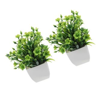 FOMIYES K&uuml;nstliche Zimmerpflanzen 2 St&uuml;ck Kleine Bonsai Imitationen mit Topf Realistische Deko f&uuml;r Wohnzimmer B&uuml;ro und Badezimmer