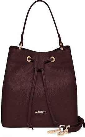 Lazarotti Bologna Sac &agrave; main en cuir v&eacute;ritable pour femme - Sac &agrave; main avec bandouli&egrave;re amovible et r&eacute;glable en longueur - 25 cm, bordeaux, Taille unique