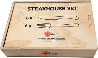 Solex Lena Besteckset Steakbesteck 12 teilig f&uuml;r 6 Personen inklusive Holzbox