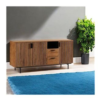 Pier Import Pier Import - Bahut contemporain teck recycl&eacute; 3 portes rainur&eacute;es fano