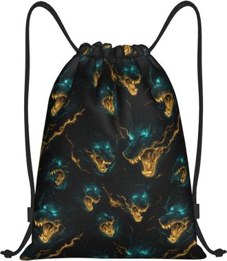 Generic Turnbeutel Cooler Wolfskopf-Print Kordelzugbeutel Durable Sportbeutel Waterproof Rucksack Mit Kordelzug F&uuml;r Strand Fitnessstudio Sport