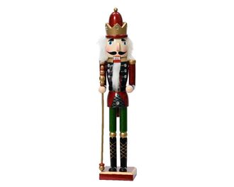 Kaemingk Nussknacker aus Holz 38cm 1 Stück klassisch mit Zepter König Figur Weihnachtsfigur Dekofigur für Weihnachten Winter Fensterbank Regal Advent Vintage W