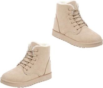 Hemobllo Courtes Femme Hiver Coton Chaud Bottines &agrave; Lacets Confortables et Styl&eacute;es Chaussures Neige Plates pour Fille Protection Anti-froid et Maintien Thermiq