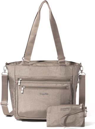 Baggallini Damen Einkaufstasche f&uuml;r Den T&auml;glichen Gebrauch, 38,9 X 29,5 cm, Leichte Tragetasche f&uuml;r Arbeit und Reisen Moderner Alltags-Shopper, Sterling Shimmer
