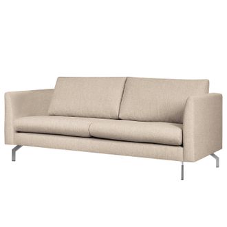 Loftscape home24 2-Sitzer Sofa Kayena Beige/Beige Webstoff Inas 176 x 78 x 93cm Chrom gl&auml;nzend Modern