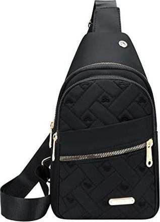 Generic Sac à bandoulière pour femme - Motif floral - Pratique - Grande capacité - Léger - Fermeture éclair - Sac banane sur le sac à bandoulière, Noir, Taill