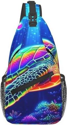 Generic Sac &agrave; bandouli&egrave;re phosphorescent tortues et r&eacute;cifs coralliens pour homme