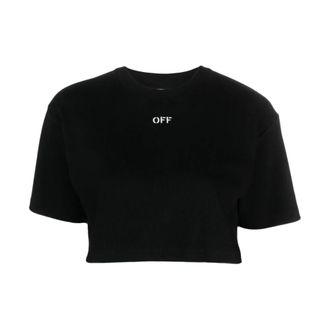 Off-white Black White Stamp Cropped T-Shirt - - Tops - Damen - Schwarzk - S