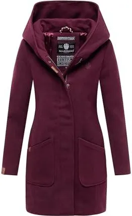 Marikoo Manteau trench pour femme, manteau dhiver, veste de transition, parka longue, B819, vin, XL