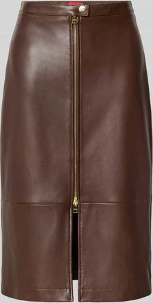 HUGO BOSS Schmaler Midi-Rock aus echtem Lammleder Modell Lacelo