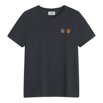 Maison Kitsun&eacute; Femme, Tops, Noir, Taille: 36 FR Double Fox Head T-shirt