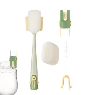 Generico Flaschen-Reinigungsbürste, Flaschenbürste, 6-in-1-Reinigungsset, Flaschenbürste, tragbare Strohbürste, Brustwarzenbürste mit langem Griff, Set