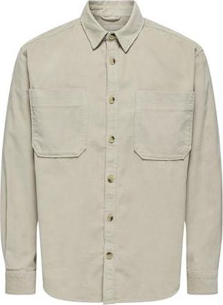 Only & Sons Homme Onsalp RLX 2pkt Washd Cord Ls T-Shirt Noos Chemise D&eacute;contract&eacute;e, Doublure Argent&eacute;e., L EU