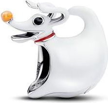 Pandora Breloque Disney Dark Zero Dog en argent sterling avec paillettes noires, rouges, jaunes et vertes dans les paillettes sombres en émail blanc