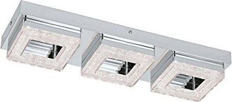 Eglo LED Deckenleuchte Fradelo, 3 flammige Deckenlampe, Wohnzimmerlampe aus Metall und Kunststoff in Chrom, Kristall in Klar, Schlafzimmerlampe eckig, LEDs