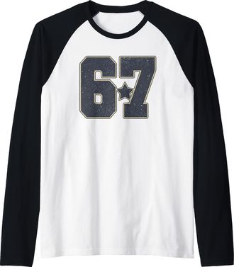 Trendy Apparel Big Number 67 Varsity Style Raglan