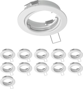 LEDs Com 12 Stück Deckeneinbaurahmen FERE, rund, schwenkbar, weiß glänzend