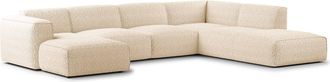 Studio Copenhagen home24 Wohnlandschaft Beige Teddy-Boucl&eacute; Stoff Bony 325 x 71 x 235cm Longchair davorstehend links / Ottomane rechts Modern