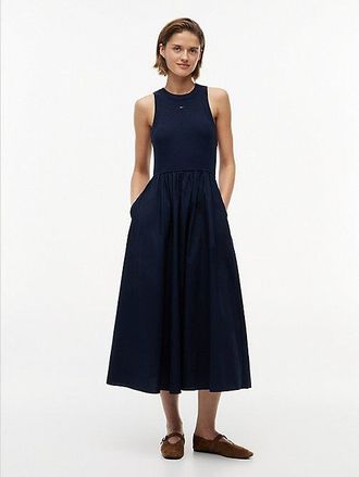 Tommy Hilfiger Robe longue slim sans manches en popeline