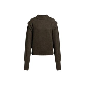 Alberta Ferretti Pull en laine M&eacute;rinos Extrafine &agrave; d&eacute;coupes sur les manches - Femme - Pulls - Vert - Taille: 36 FR