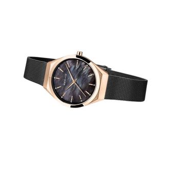Bering Ultra Slim Swarovski Elements Schwarze Milanese Armbanduhr - - Accessories - Damen - Schwarzk - ONE SIZE