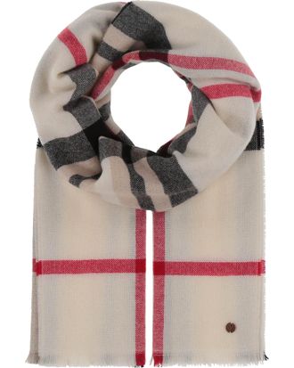 Fraas Kaschmir Schal 58 x 180 cm - karierte Stola aus 100% reinem Kaschmir für Damen - The Plaid - Wärmend und Hautfreundlich Naturweiß