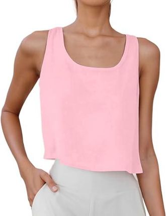 Generic D&eacute;bardeur Femme Coton Tank Top D&eacute;bardeur d&eacute;contract&eacute; en m&eacute;lange de Lin pour Femmes sans Manches avec Fermeture &agrave; Boutons pour Un Style Facile et Confo