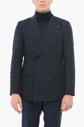 Corneliani Doppelreihiger Blazer Aus Leinenmischung Mit Hahnentritt-Muster Corneliani