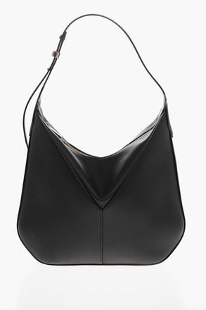 Valextra Hammered Leather Shoulder Bag With Zip Closure Valextra