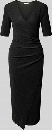 Apricot Schimmerndes Midikleid in Wickel-Optik