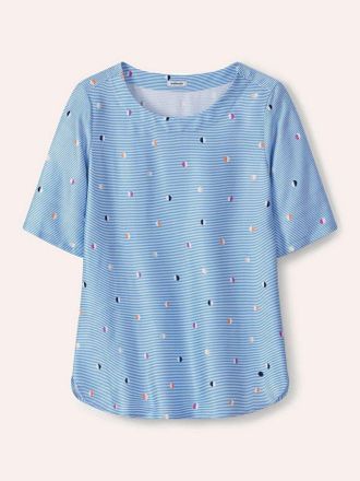 Walbusch T-Shirt Damen Extraleichte Viskose Satin Bluse Rundhals Kurzarm Shirtbluse, einlaufsicher, pflegeleicht, weichflie&szlig;ender Stoff
