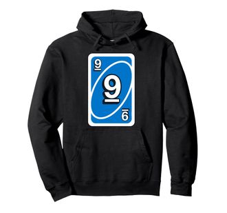 Uno Halloween Blue 9 Karte Pullover Hoodie