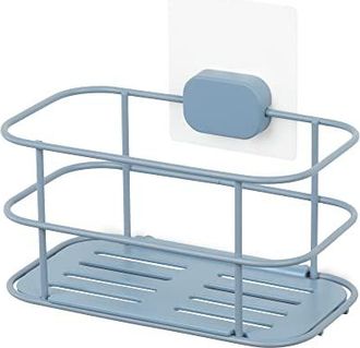 Compactor Klebewandregal ohne Bohren, repositionierbar, Metall pulverbeschichtet, Badezimmer und K&uuml;che, 19 x 11 x 16 cm, Blau, GRENA S