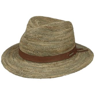 Stetson Crochet Traveller Seegrashut Naturfarbener Hut aus 100% Stroh Vintage Stil Ledergarniturband Unisex Fr&uuml;hjahr Sommer Natur XXL (62-63 cm)