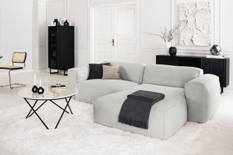 Studio Copenhagen home24 Ecksofa 1,5-Sitzer mit Longchair Grau Cordstoff Snor 260 x 71 x 173cm Longchair davorstehend rechts Modern