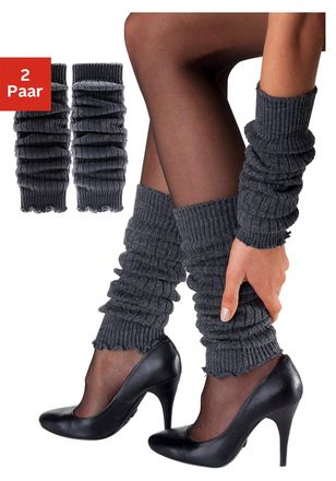 Lavana Beinstulpen LAVANA, Damen, schwarz (schwarz, grau, meliert), Strick, Wolle, meliert, Stulpen, und Armstulpen, Topseller