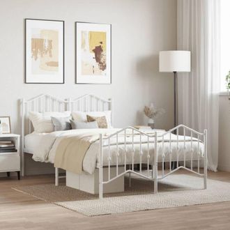 vidaXL Cadre de lit m&eacute;tal avec t&ecirc;te de lit/pied de lit blanc 120x190cm