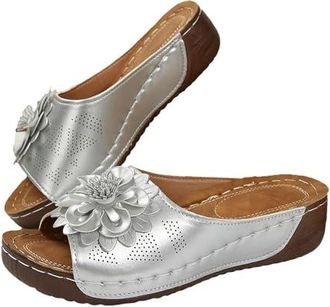 Generic Sandales compensées orthopédiques pour femme, confortables, antidérapantes, couleur unie, bout ouvert, soutien de la voûte plantaire, chaussures décon