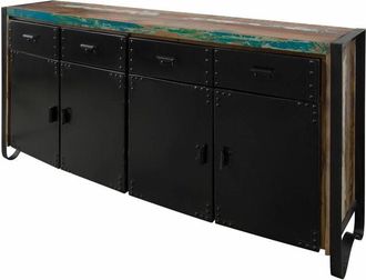 Massivmoebel24 Sideboard Altholz 180x43x90 mehrfarbig lackiert INDUSTRIAL 101