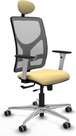 Piqueras y Crespo Drehstuhl mit wei&szlig;en und schwarzen Armlehnen, h&ouml;henverstellbarer Lendenwirbelst&uuml;tze und festem Kopfteil, ausgestattet mit Syncro/Traslack und Schneide