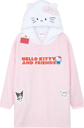 Hello Kitty Sanrio Poncho Plaid Oversize Femme et Ado, Sweat Plaid à Capuche, Couverture Polaire à Porter, Idée Cadeau