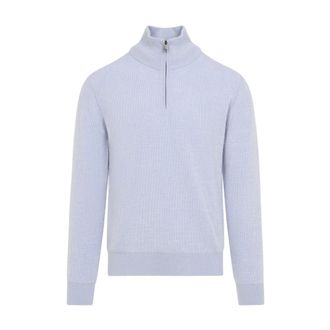 Brioni Pullover mit halbem Rei&szlig;verschluss - - Knitwear - Herren - Blau - L