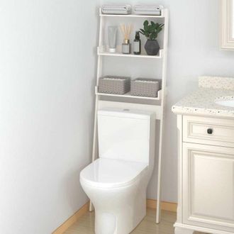 vidaXL Vidaxl - tag&egrave;re de toilette Blanc 63,5x32x179 cm Bois de pin massif
