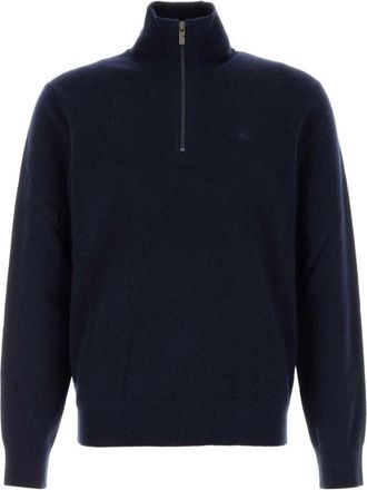 Burberry Homme, Pulls, Bleu, Taille: S Pull &agrave; Col Montant et Demi-Fermeture &Eacute;clair