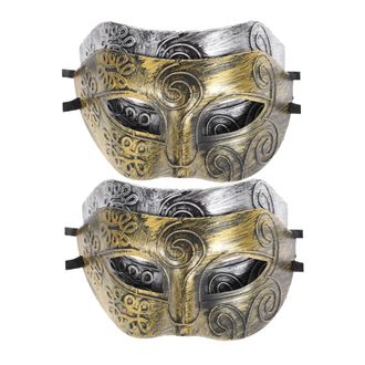 DOITOOL 4 Stück Halbgesichts-Masken Retro Antikstil Karneval Fasching Halloween Kostüm Party Maske für Herren Vintage Bronze und Silber Farbverlauf Maskerade 