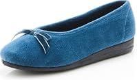 Damart Chaussons Aspect Velours Femme Bleu Taille 42