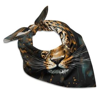 Generic Écharpe carrée en soie légère avec imprimé guépard pour cheveux respirant et cadeau pour homme et femme, multicolore, 60x60cm